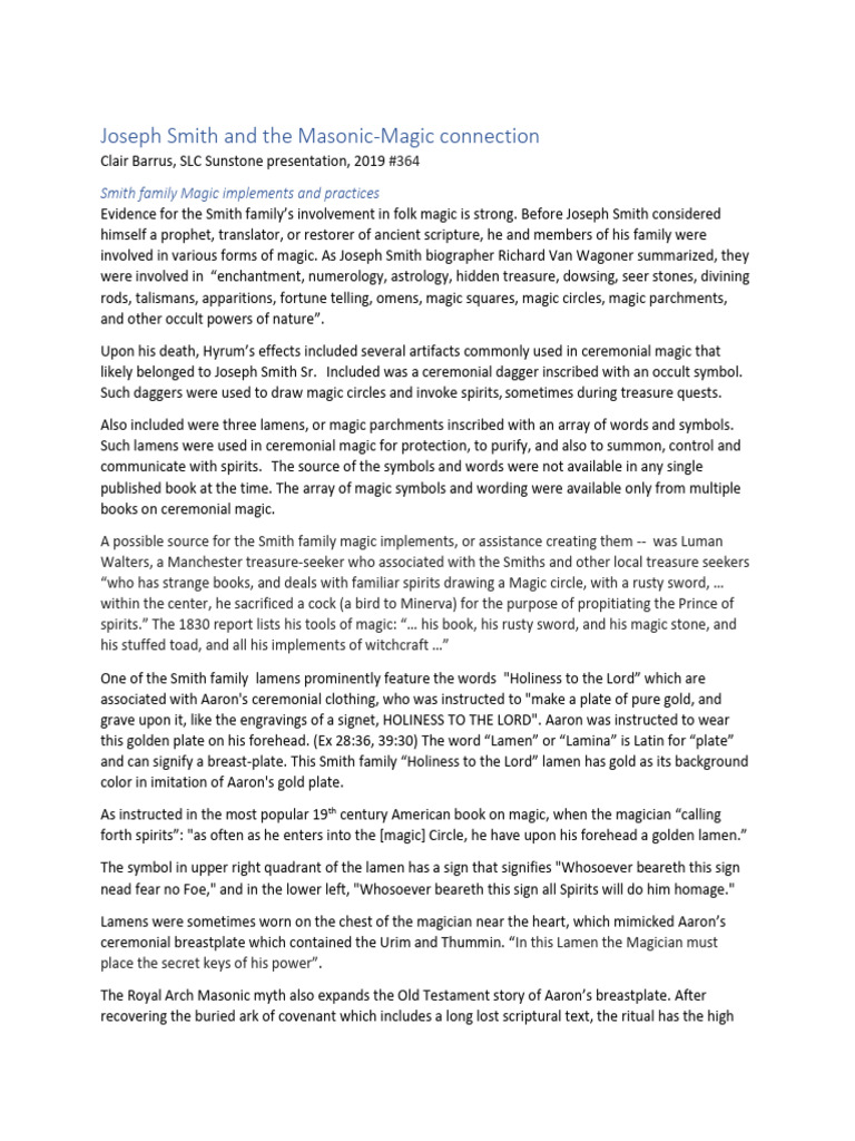 Joseph Smith and The Masonic Magic Connection | PDF | Alchemy | Joseph ...