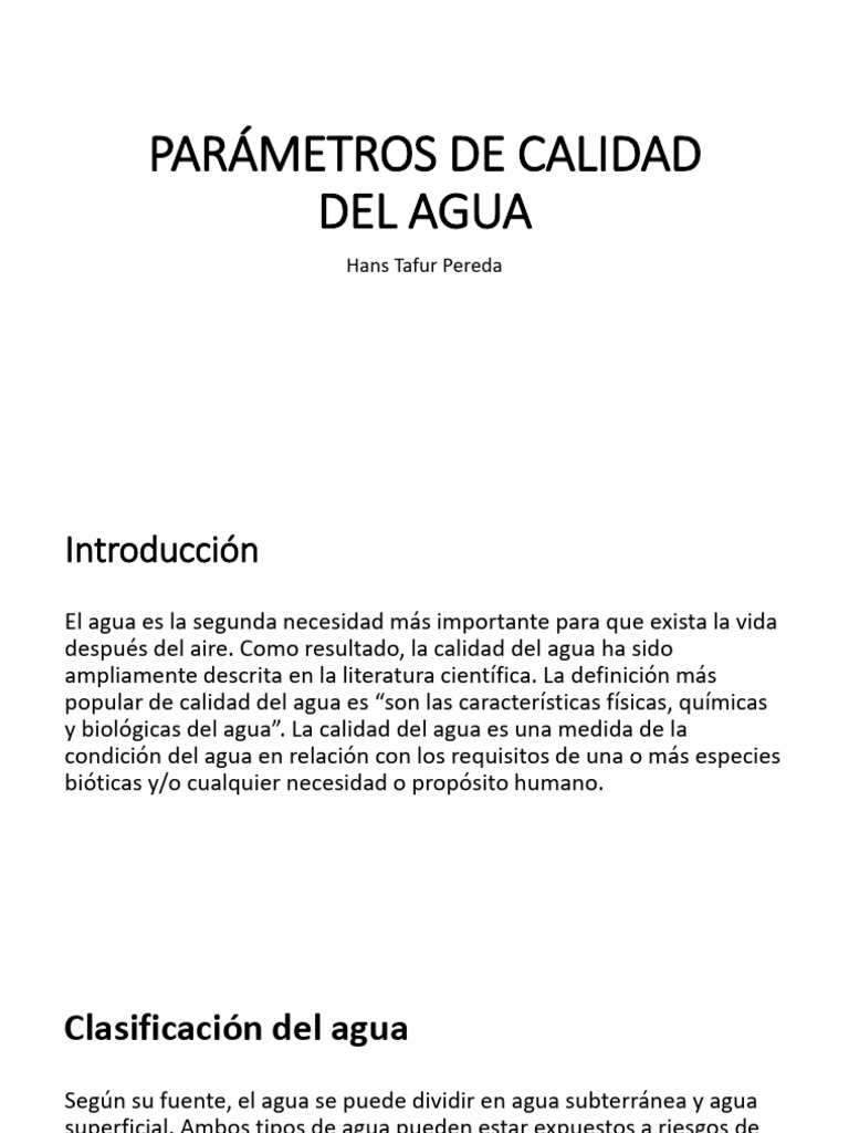 Parámetros Fisicos de Calidad Del Agua | PDF | Agua | Calidad del agua