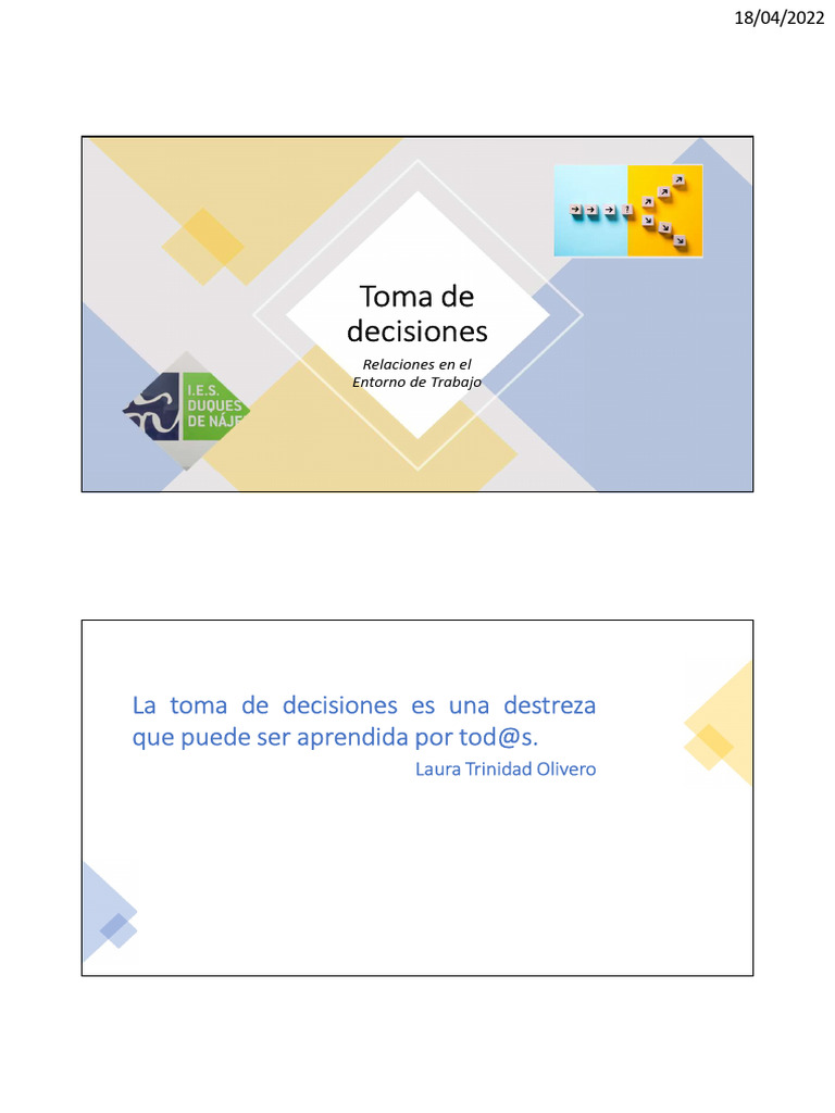 T 7 Toma de Decisiones (2 Hojas Por Página) - 2 | PDF | Toma de ...