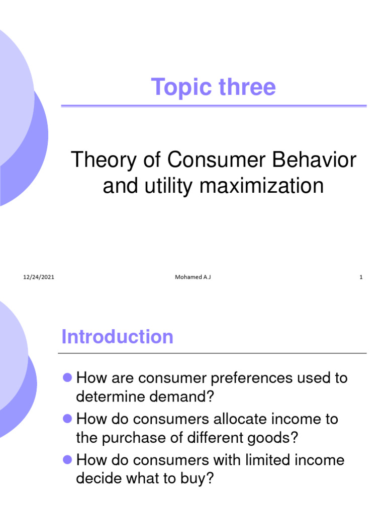 Economics Theory of Consumer Behaviour | Download Free PDF | Utility | Marginal Utility