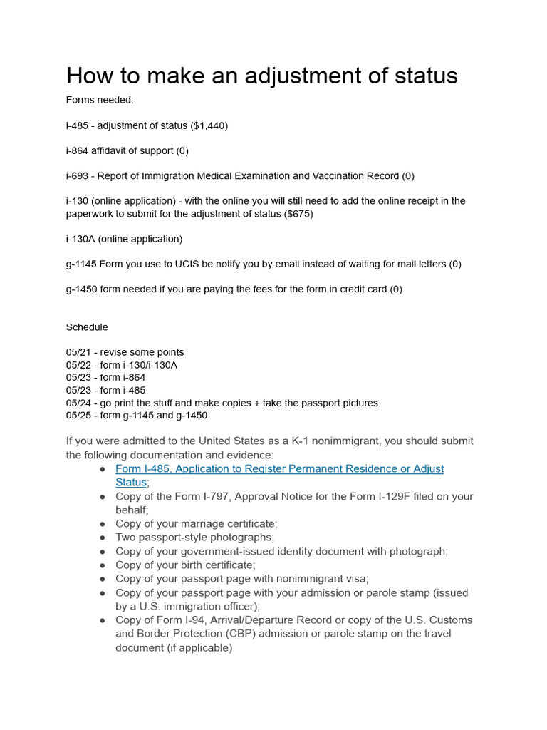 How To Make An Adjustment of Status | PDF | Government And Personhood ...