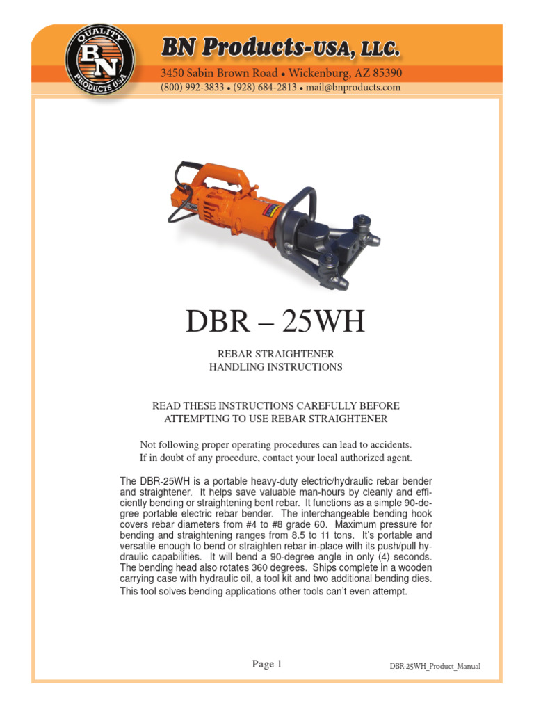 DBR-25WH Rebar Straightener Guide | PDF | Screw