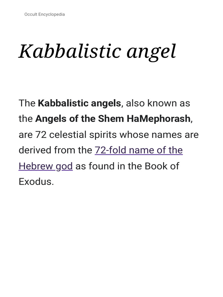 Kabbalistic Angel - Occult Encyclopedia | PDF | Religious Belief And Doctrine