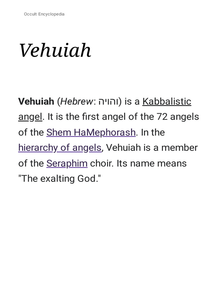 Vehuiah | PDF | Self-Improvement