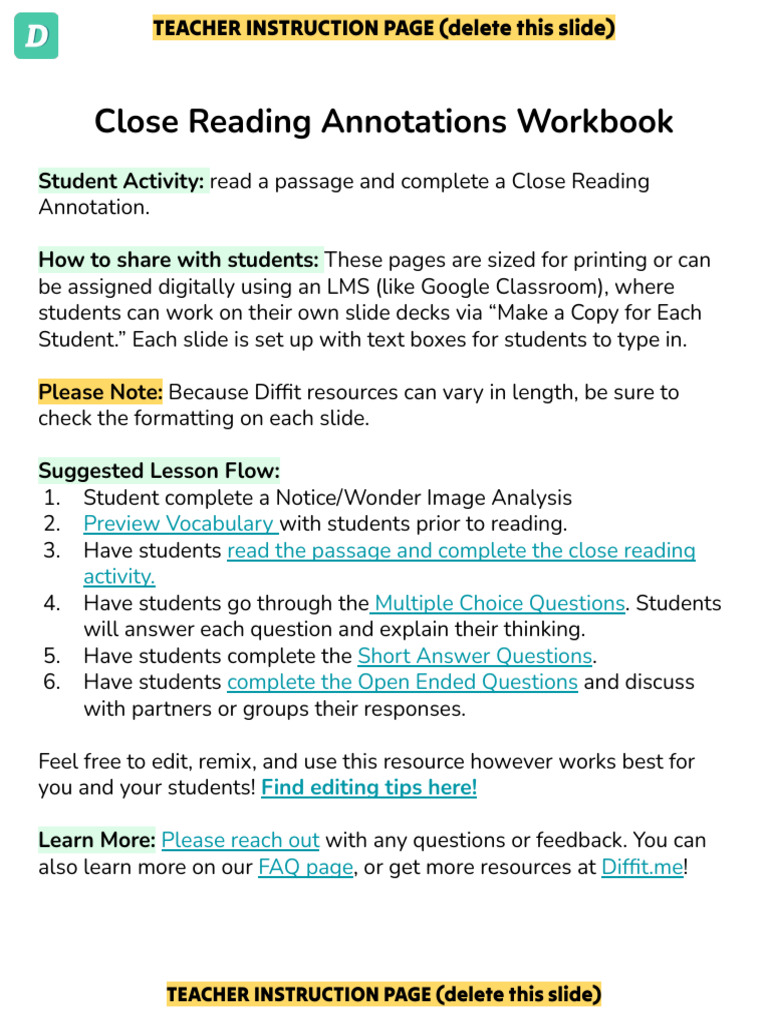 Close Reading Annotations Guide | PDF | Knowledge | Learning