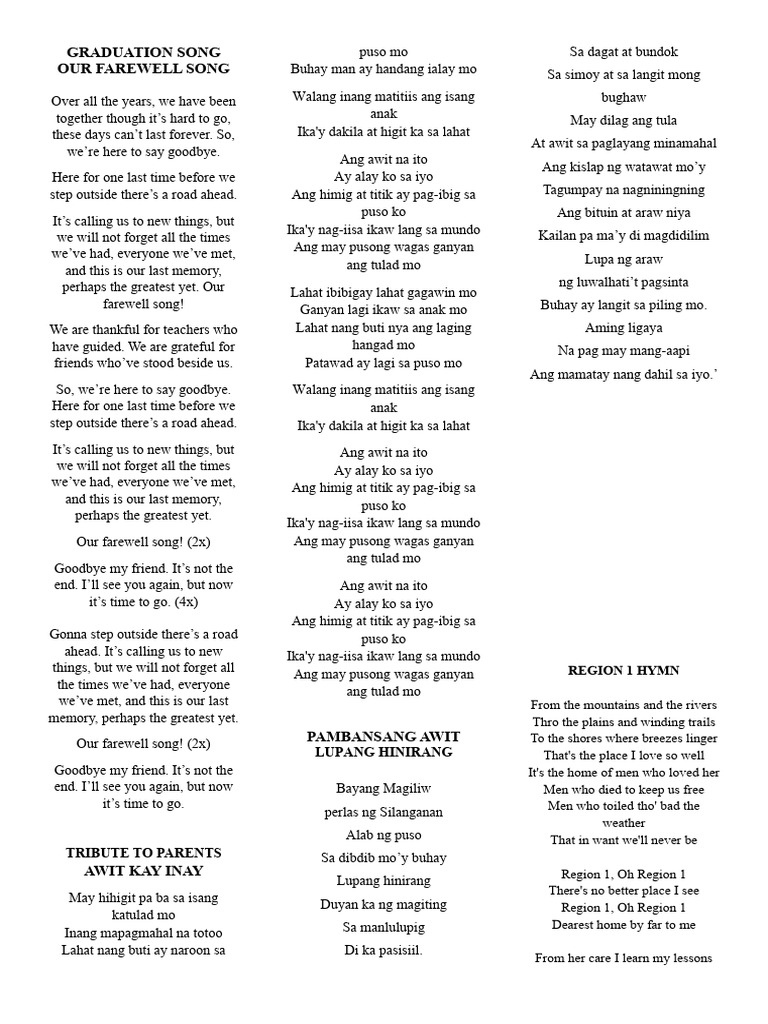 Our Farewell Song Lyrics | PDF