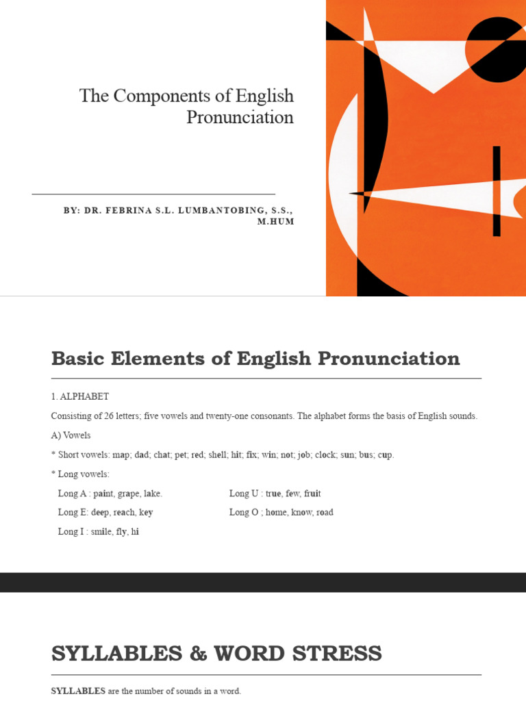MEETING-2 The Components of English Pronunciation | PDF | Stress (Linguistics) | English Language