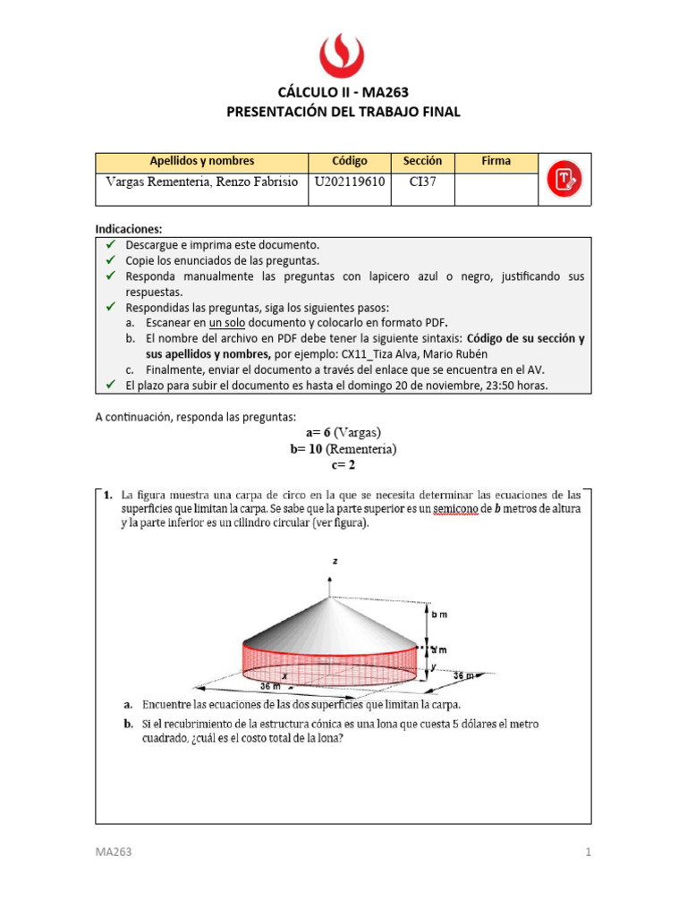 Vargas Renzo - CV23 - TF - Calculo 2 | PDF