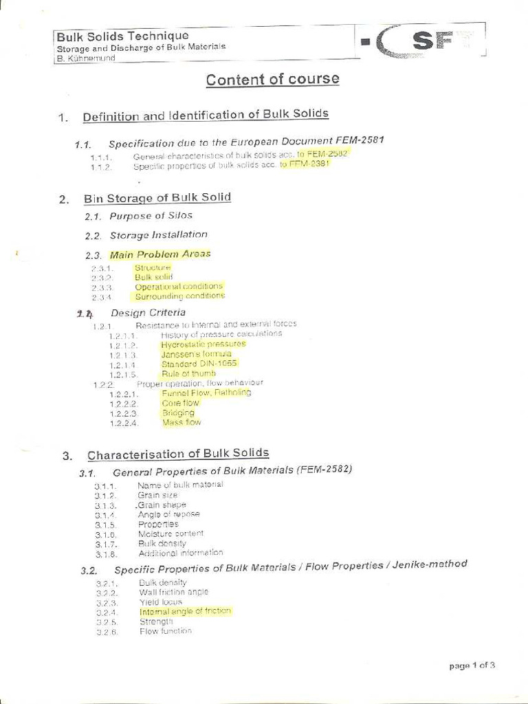 Bulk Solids Technique | PDF
