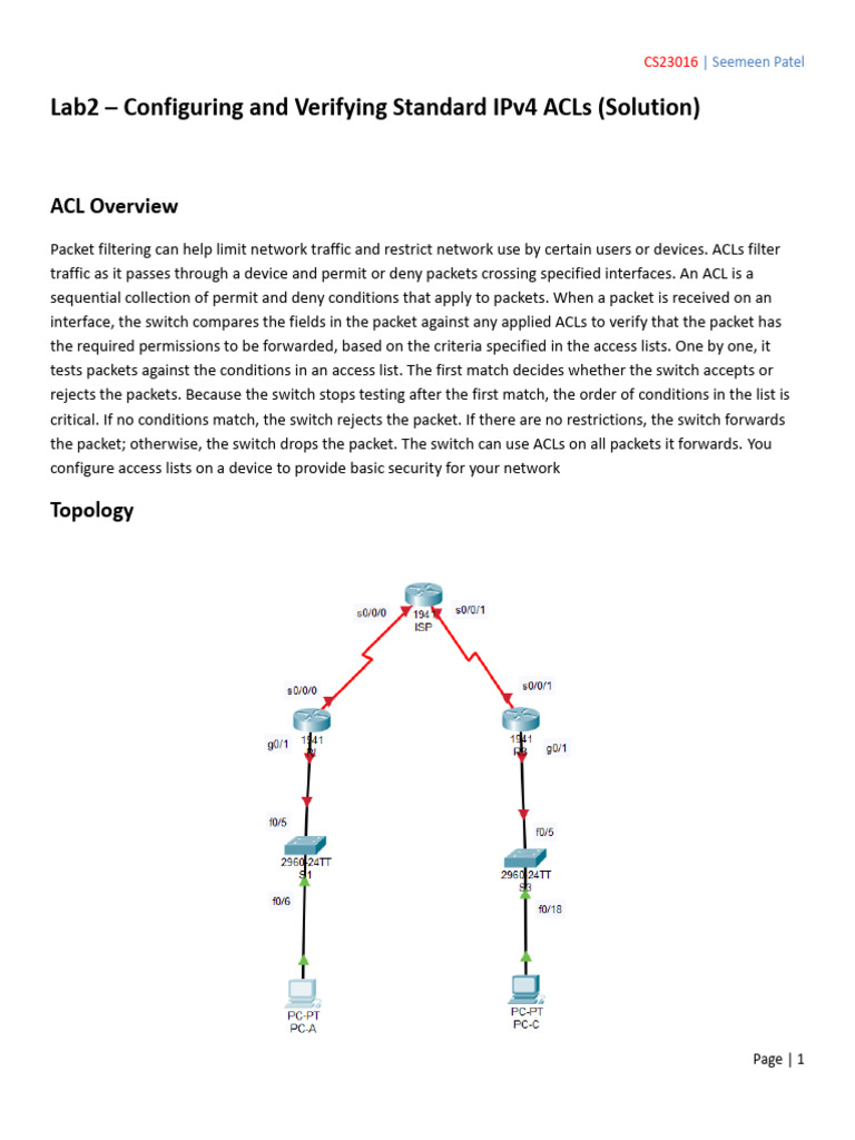 P2 - ACls (Seemeen Patel-CS23016) | PDF | Computer Network | Router (Computing)
