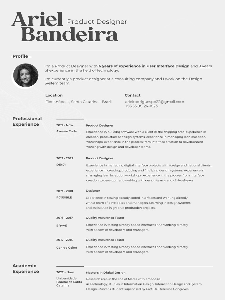 Ariel Bandeira: Product Designer | PDF | User Interface | Design