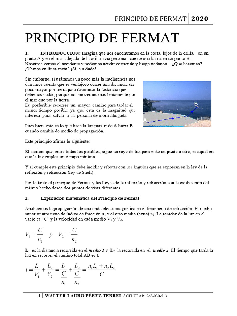 Principio de Fermat y su Aplicación | PDF | Espectro electromagnético ...