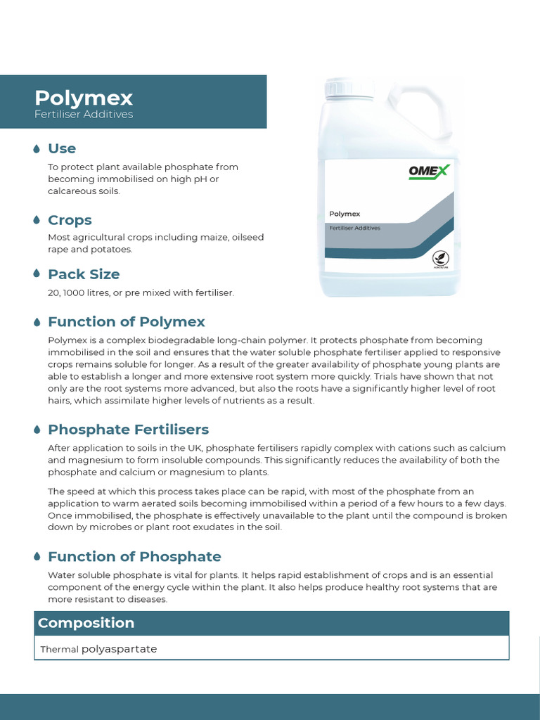 OMEX Agriculture Polymex Product Technical Sheet 2023 | PDF | Soil | Fertilizer