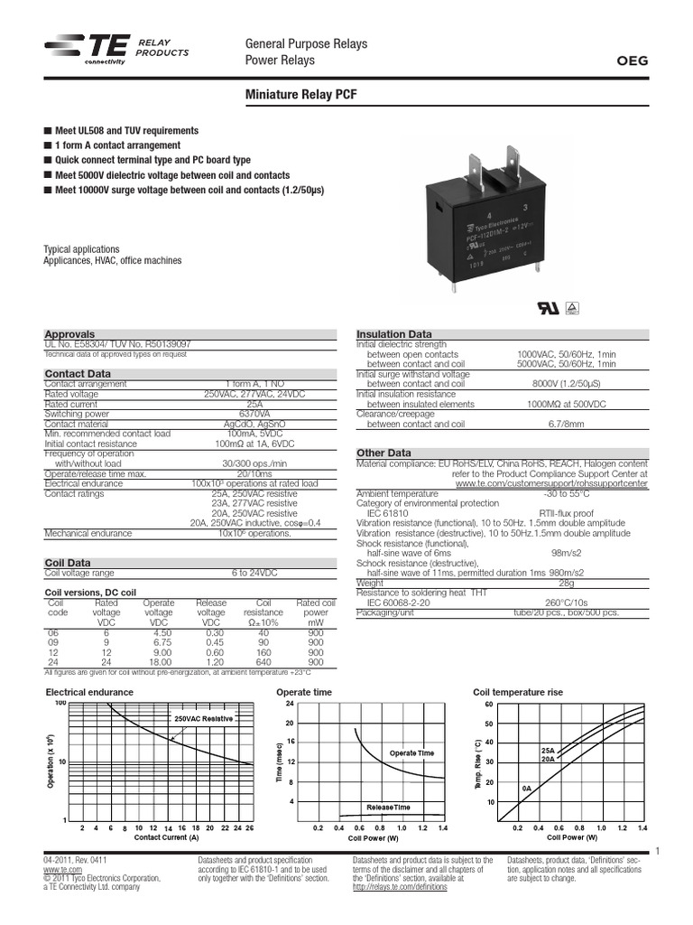 ENG DS PCF Series Relay Data Sheet E 0411 | Download Free PDF ...