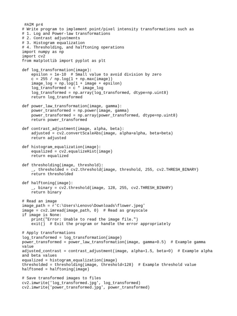 Image Intensity Transformations in CV2 | PDF | Signal Processing | Digital Signal Processing