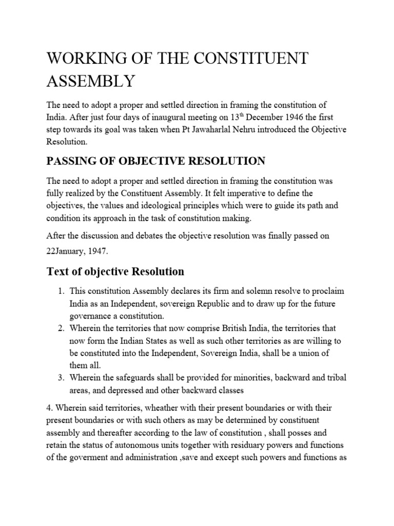 Working of The Constituent Assembly 1 | Download Free PDF ...