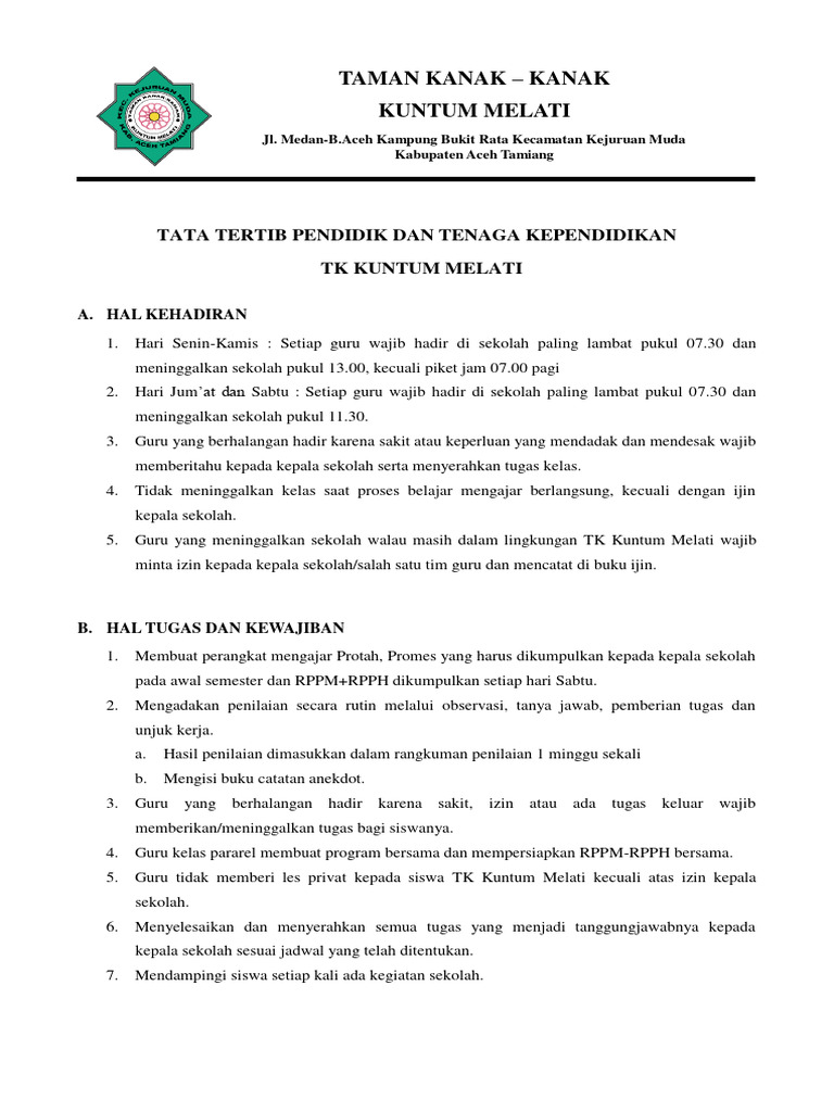 Tata Tertib Guru | PDF | Karier & Perkembangan