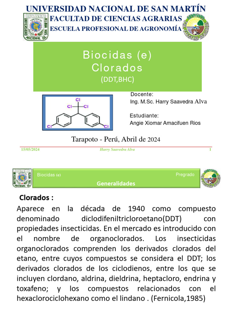 Clorados-DDT, BHC - Amacifuen Rios A. | PDF | Pesticida | Ddt