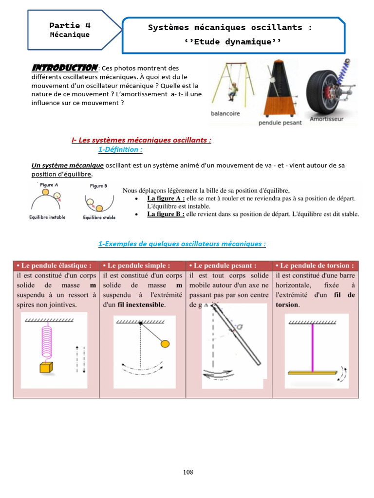 Systèmes Oscillants - Dyn | PDF | Pendule (physique) | Mécanique