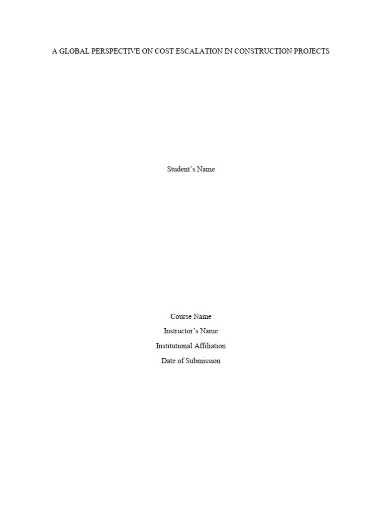 Global Cost Escalation in Construction Projects | PDF | Risk | Consultant