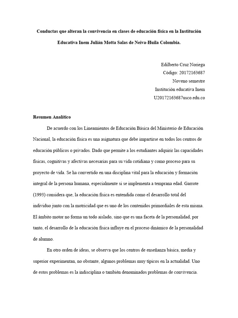 Articulo Indisciplina Inem 2023-2 | PDF | Educación primaria | Enseñando