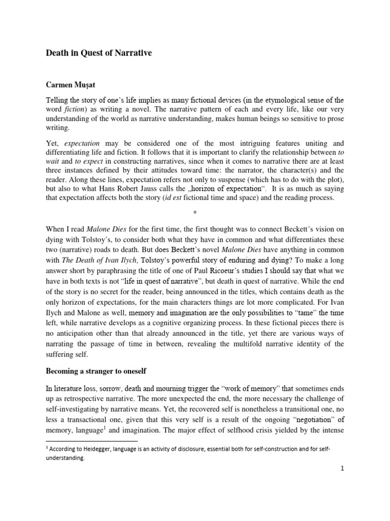 Death in Quest of Narrative | PDF | Narrative | Samuel Beckett