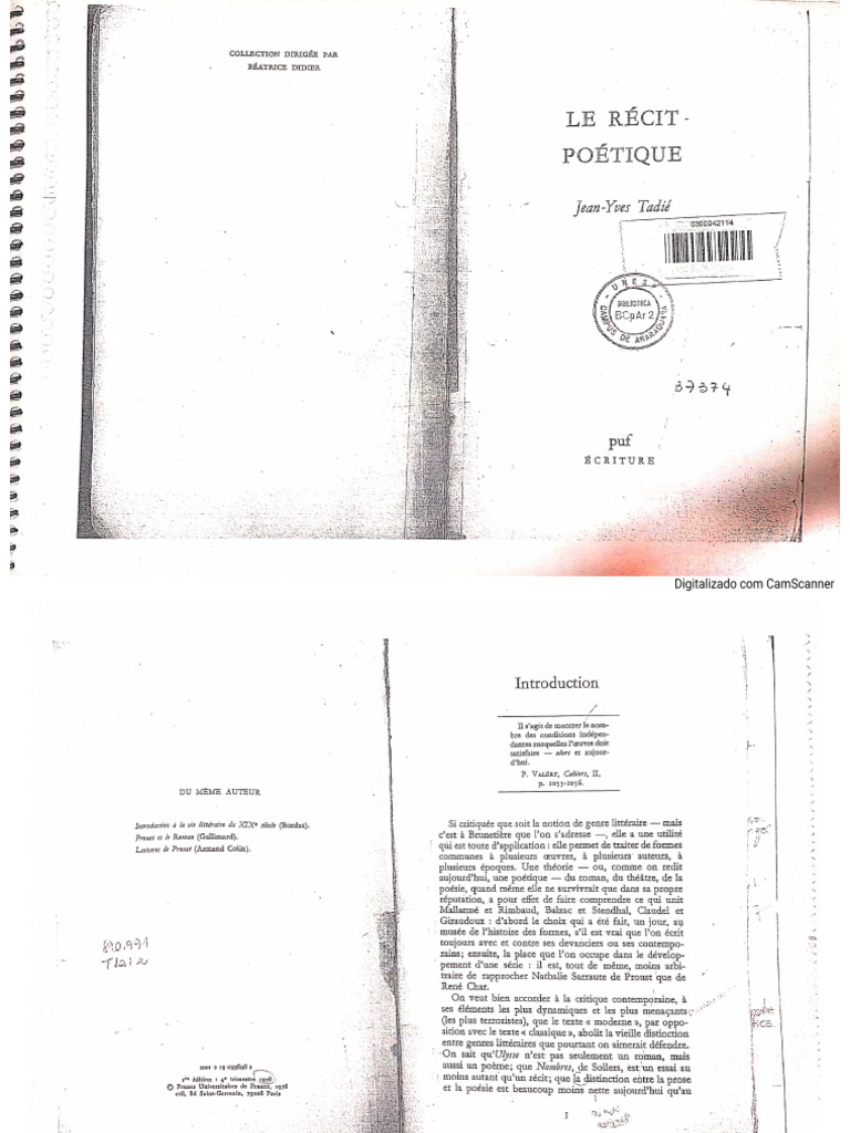 Jean-Yves Tadié - Le Récit Poétique-Presses Universitaires de France ...