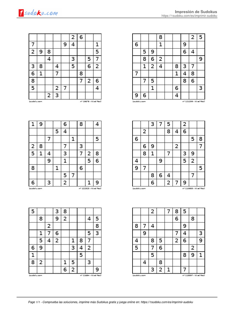Sudokus para Imprimir Gratis PDF | PDF | Beca Popular | Rompecabezas
