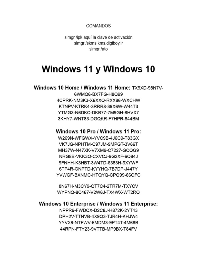 Claves de Activacion Windows | PDF | Microsoft Software | Computing