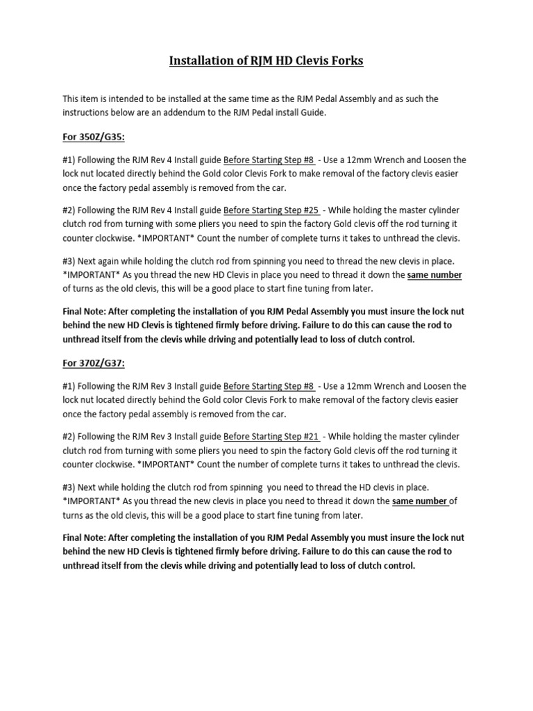 HD Clevis Installation Guide | PDF | Nut (Hardware)