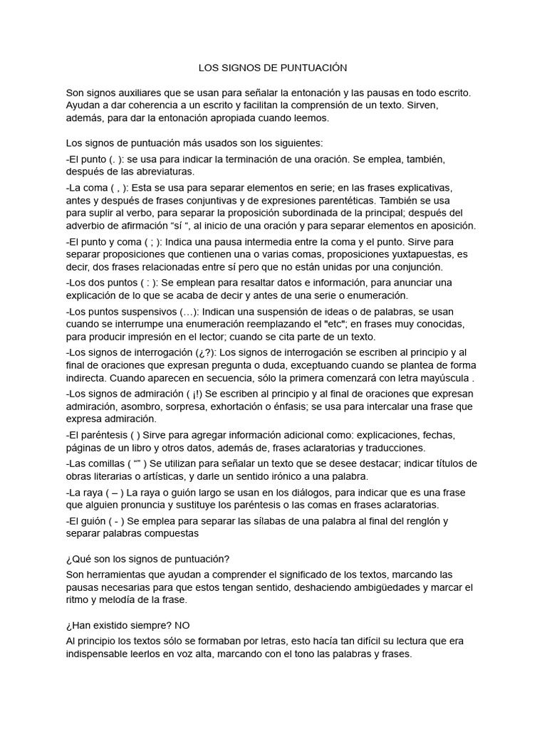 Los Signos de Puntuaci-N | PDF | Puntuación | Coma