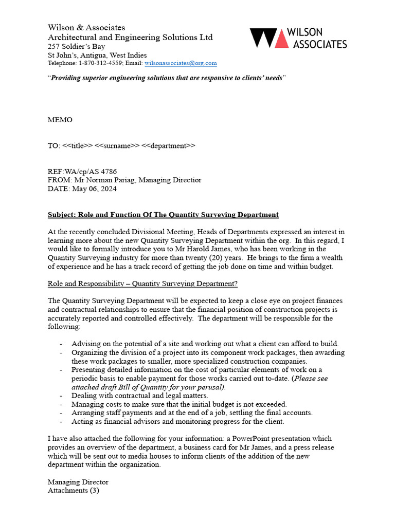 Final Memo | PDF | Budget | Surveying