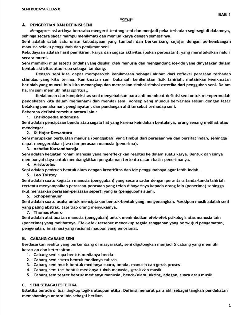 Bahan Ajar SBK Kelas X | PDF