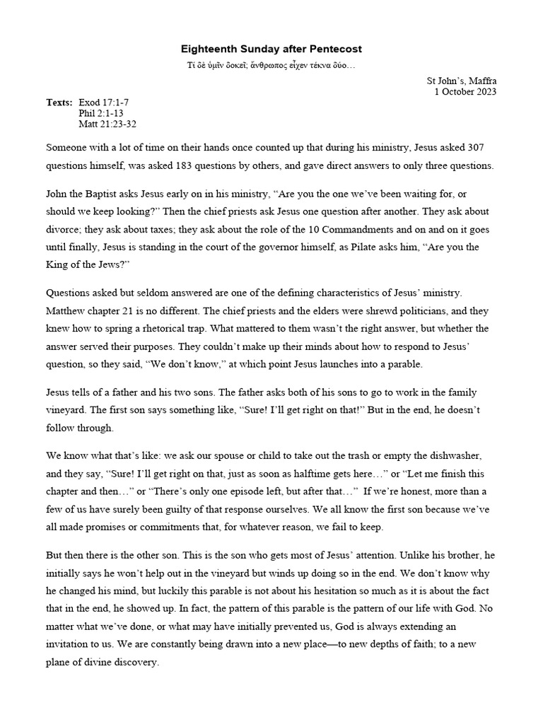 Jesus' Vineyard Parable Explained | PDF | Jesus | Ministry Of Jesus