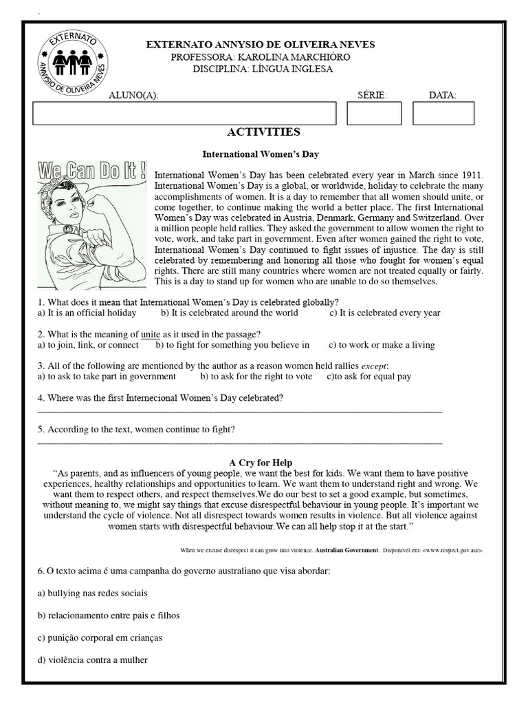 International Women's Day Activities Guide | PDF | Marie Curie | Malala ...