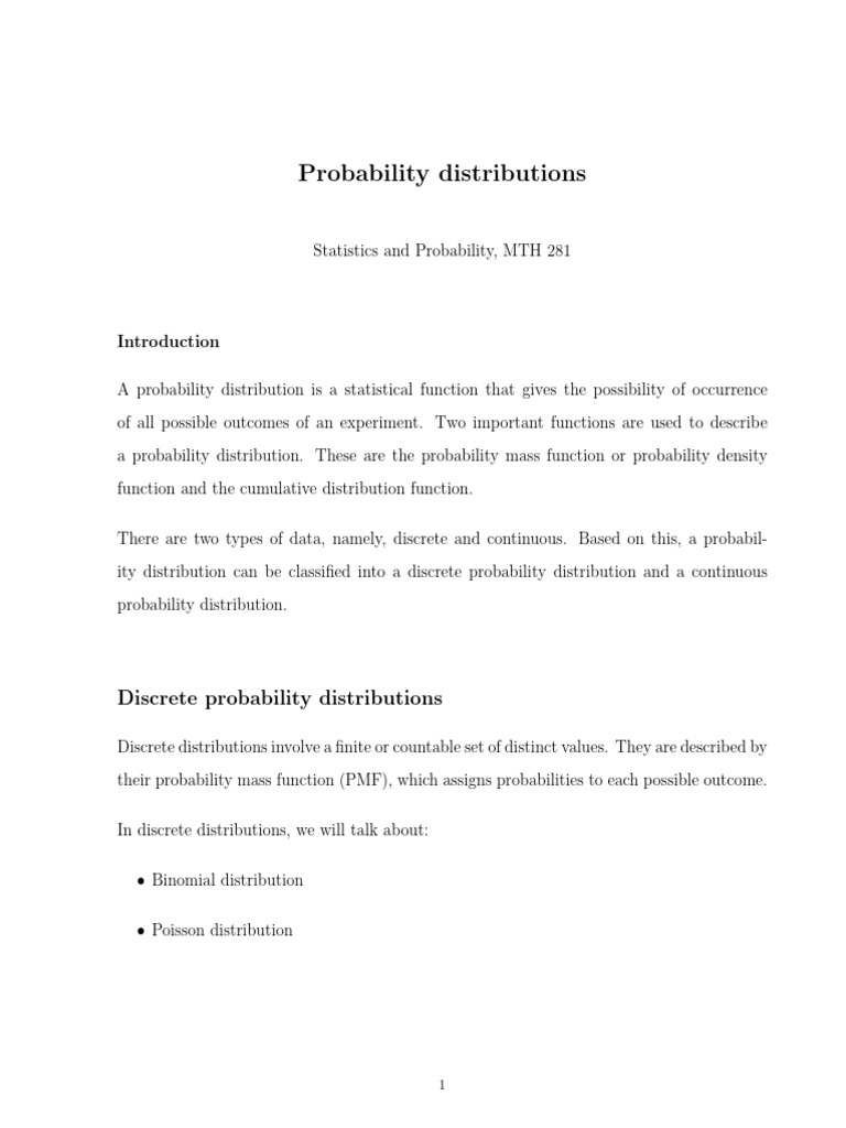 Probability - Distributions | PDF | Probability Distribution | Poisson ...