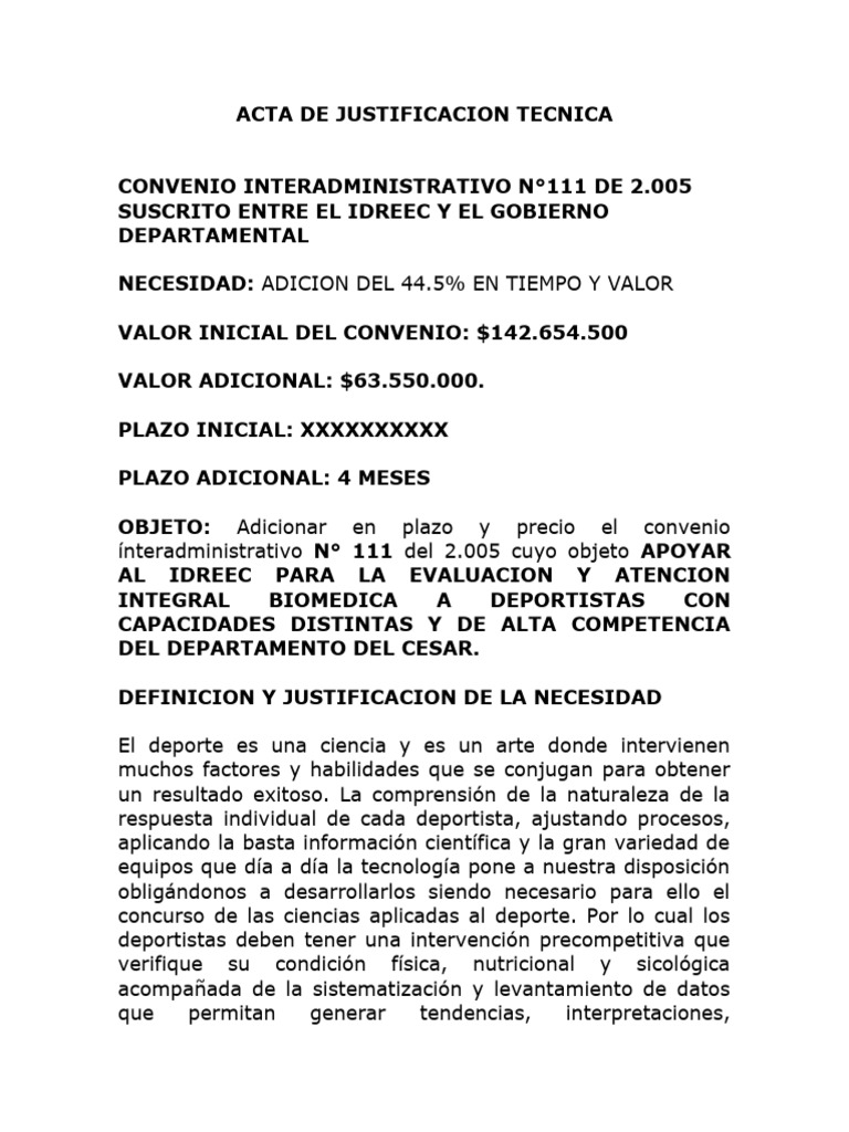 ACTA DE JUSTIFICACION TECNICA CBM | PDF