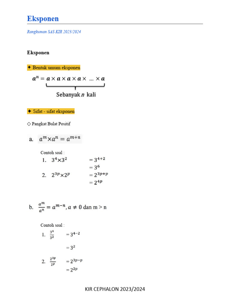 EKSPONEN | PDF | Metode & Bahan Ajar