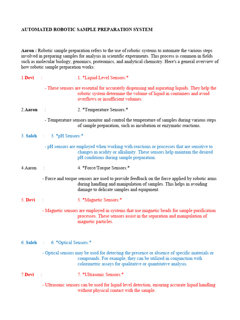 Robotic Sample Preparation Systems Overview | PDF | Actuator | Sensor