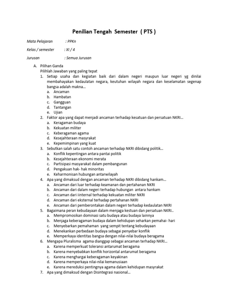 Pts Xi PPKN 2024 | PDF | Politik