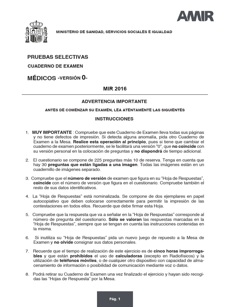 EXAMEN MIR 2016 | PDF | Neumonía | Enfermedad pulmonar obstructiva crónica