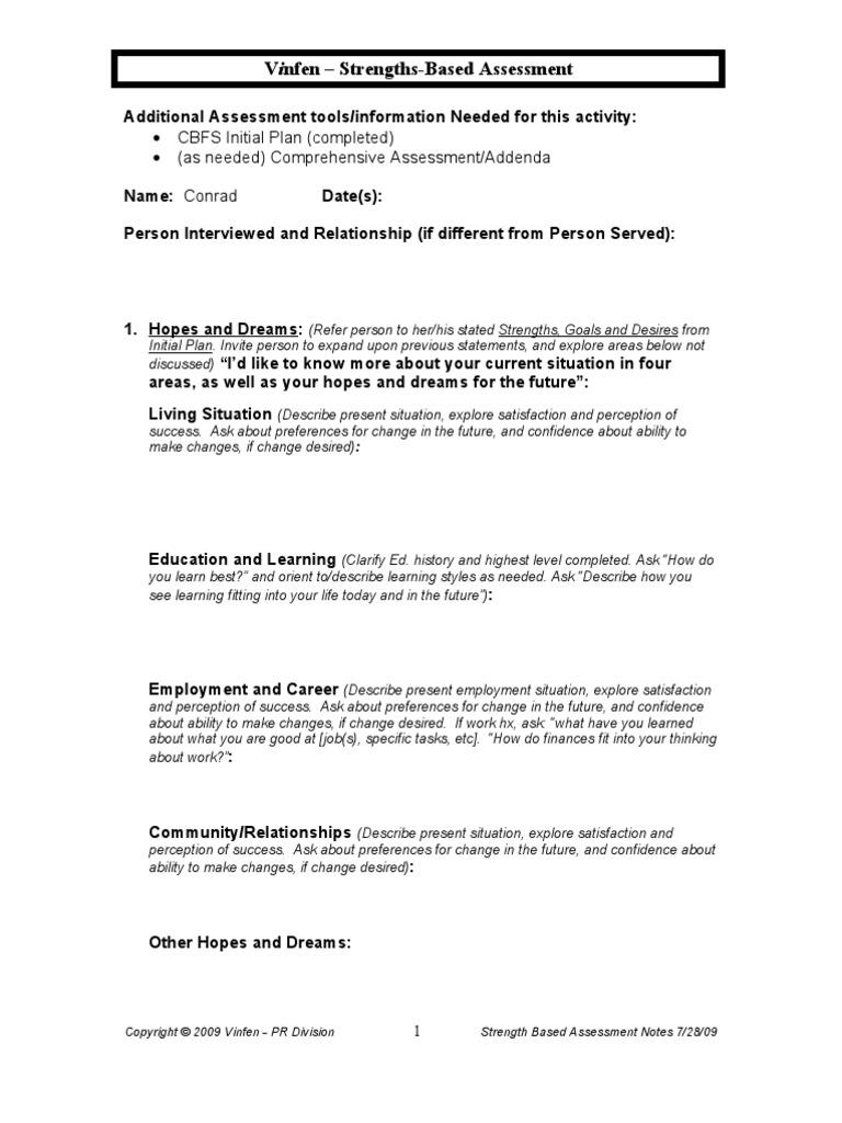 Strengths Based Assessment | PDF | Action (Philosophy) | Cognitive Science