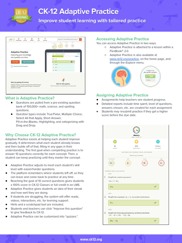 Resource Page Ck-12 Adaptive Practice | PDF | Cognition | Learning