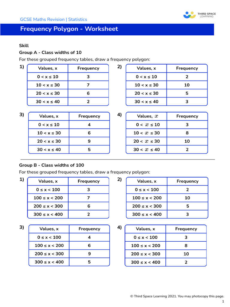 Third Space Learning Frequency Polygon GCSE Worksheet | PDF | Teaching ...