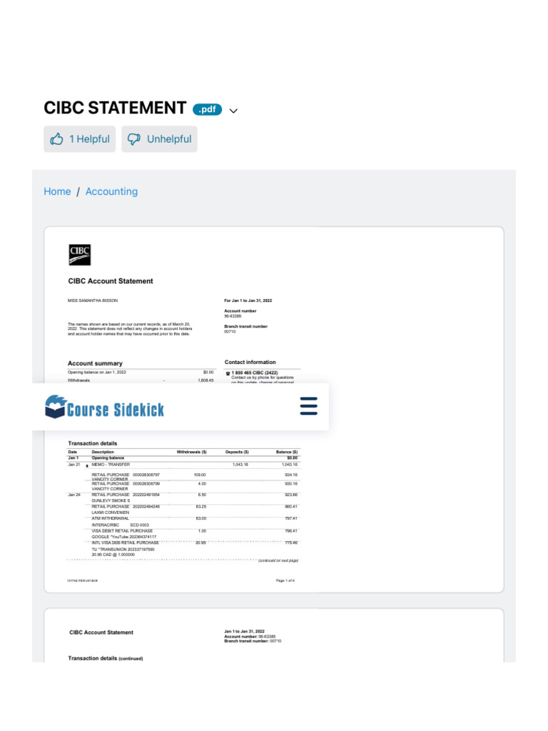 Cibc Statement PDF | PDF | Debit Card | Payments