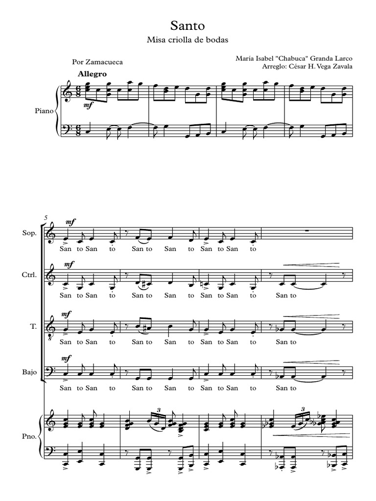 SANTO Partitura Completa | PDF