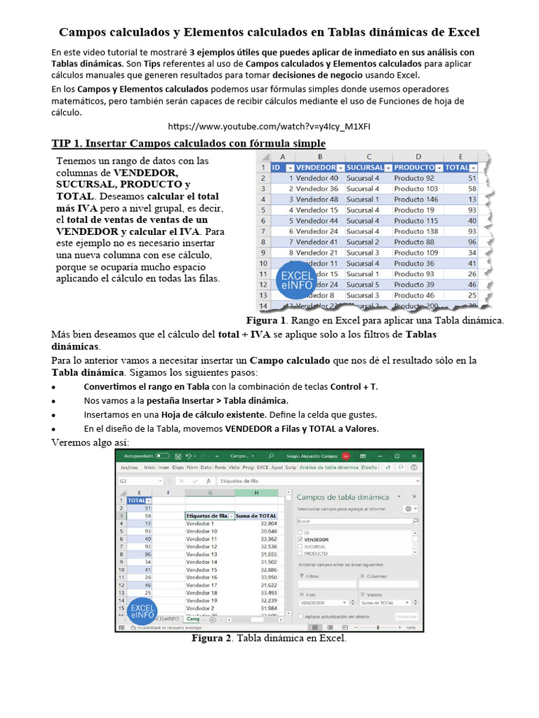 Campos Calculados y Elementos Calculados en Tablas Dinámicas de Excel | PDF | Microsoft Excel ...