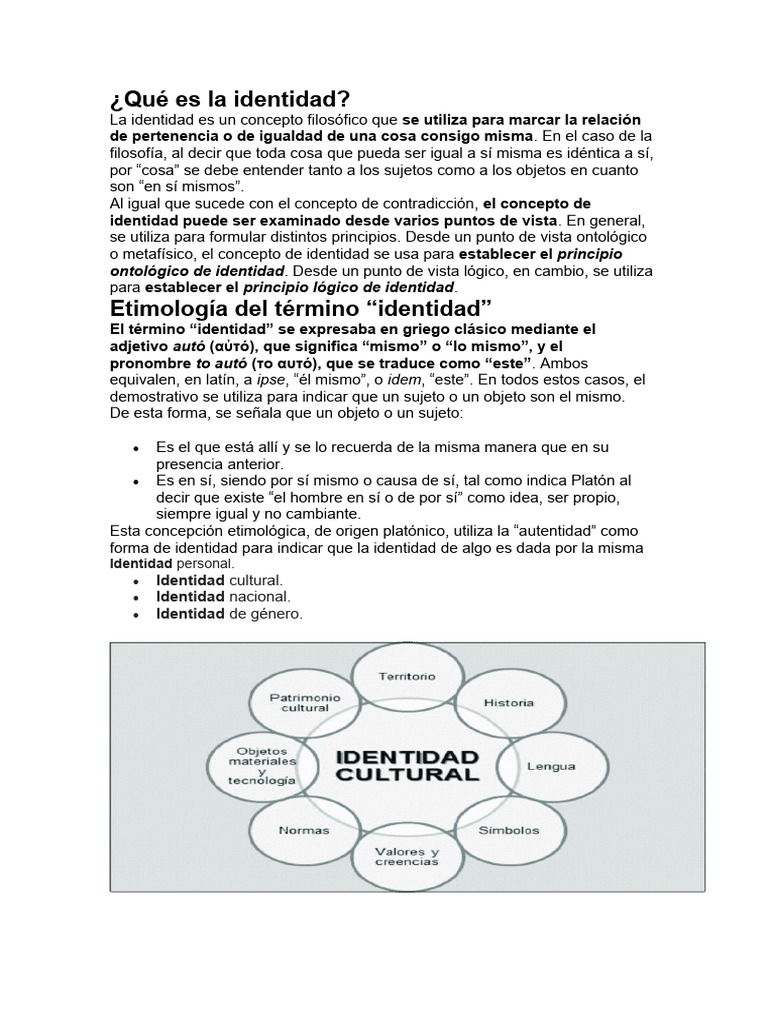 Qué Es La Identidad | Descargar gratis PDF | Ontología | Platón