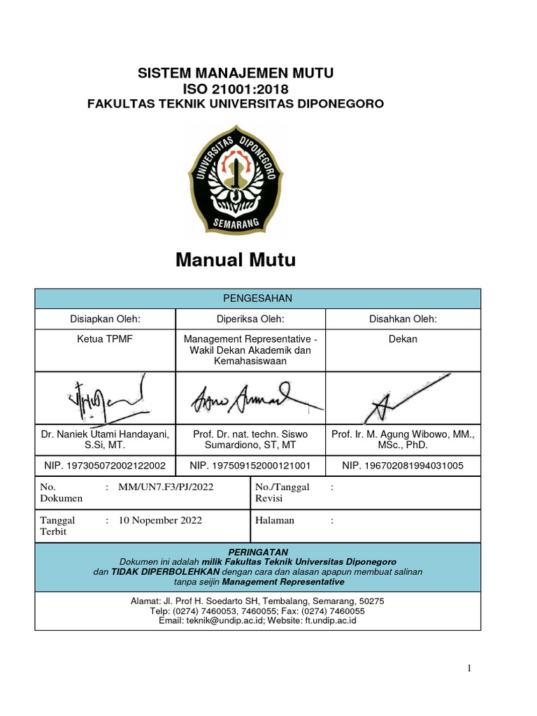 Manual-Mutu-FT ISO21001 Final | PDF | Pengelolaan Keuangan & Uang | Seni