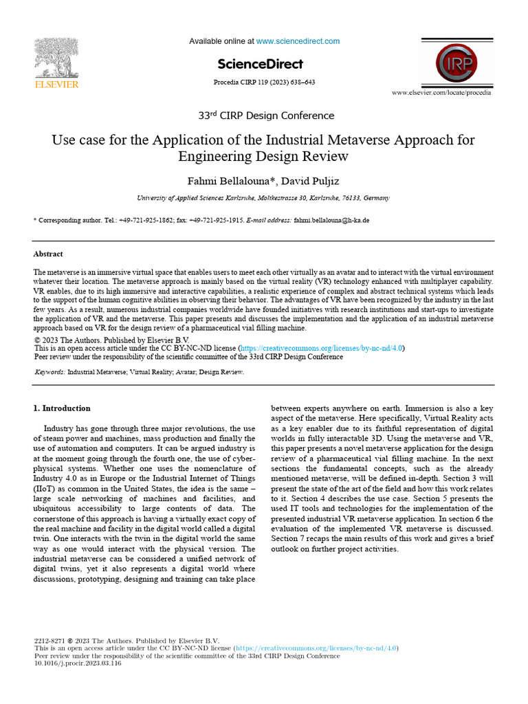 Industrial Metaverse for Design Review | PDF | Virtual Reality | 3 D ...
